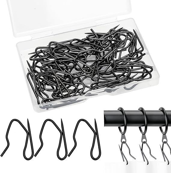 Amazon.com: Metal Curtain Hooks 60Pcs Drapery Hooks Pins for Curtains ...