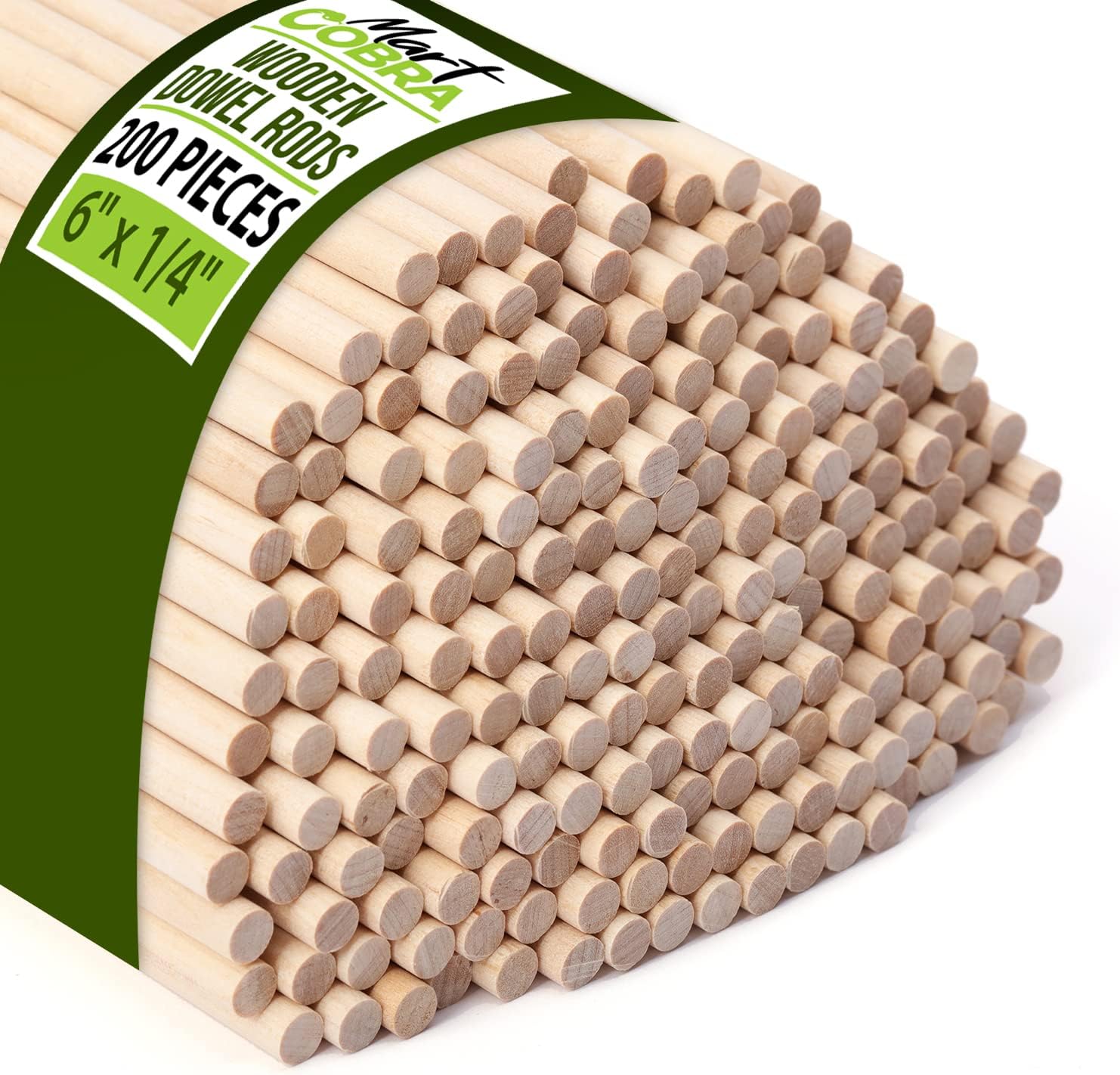 Amazon.com: Wooden Dowel Rods 6 inch - 1/4 Hardwood Dowels - Craft ...