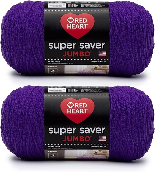 Amazon.com: Red Heart Super Saver Jumbo Amethyst Yarn - 2 Pack of 396g ...