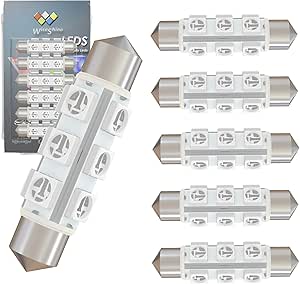 WiseShine 44mm DC 12V 578 Festoon Dome LED Bulb Blue,211-2 561 562 566 ...