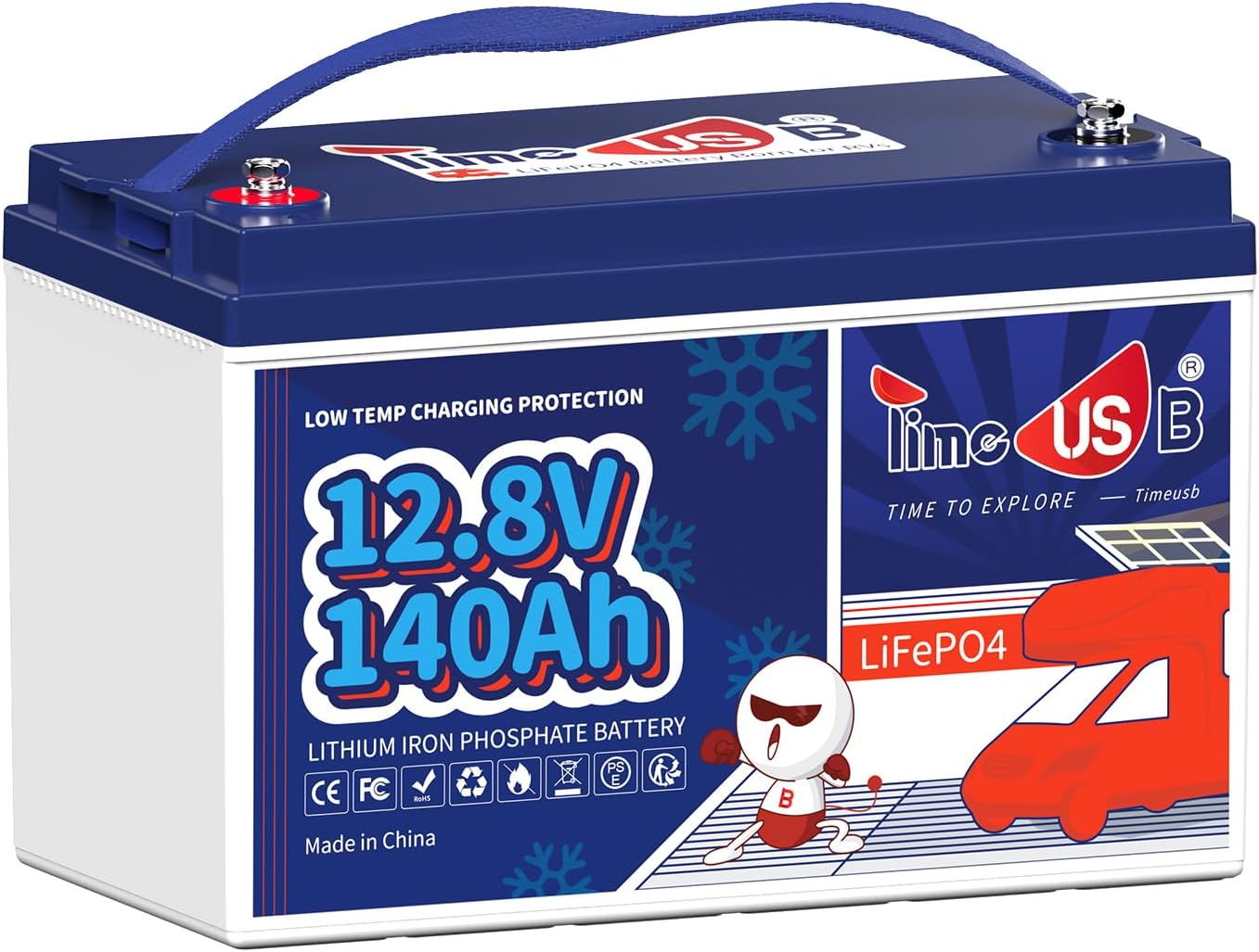 Amazon.com: Timeusb 12V 140Ah LiFePO4 Lithium Battery with Low Temp Cut ...