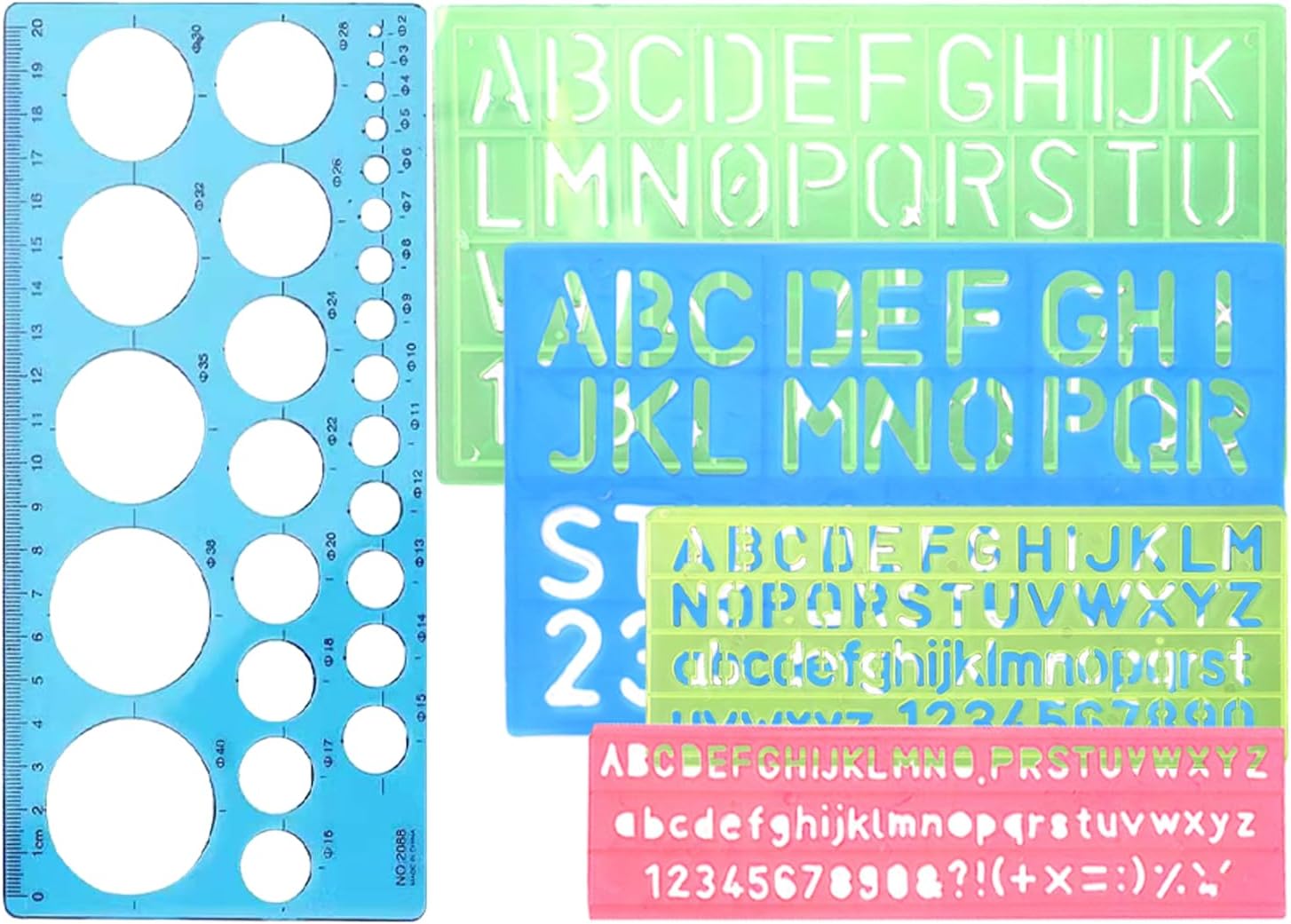 4Pcs Letter Stencils,Alphabet Stencils Number Craft Ruler with 1Pcs ...