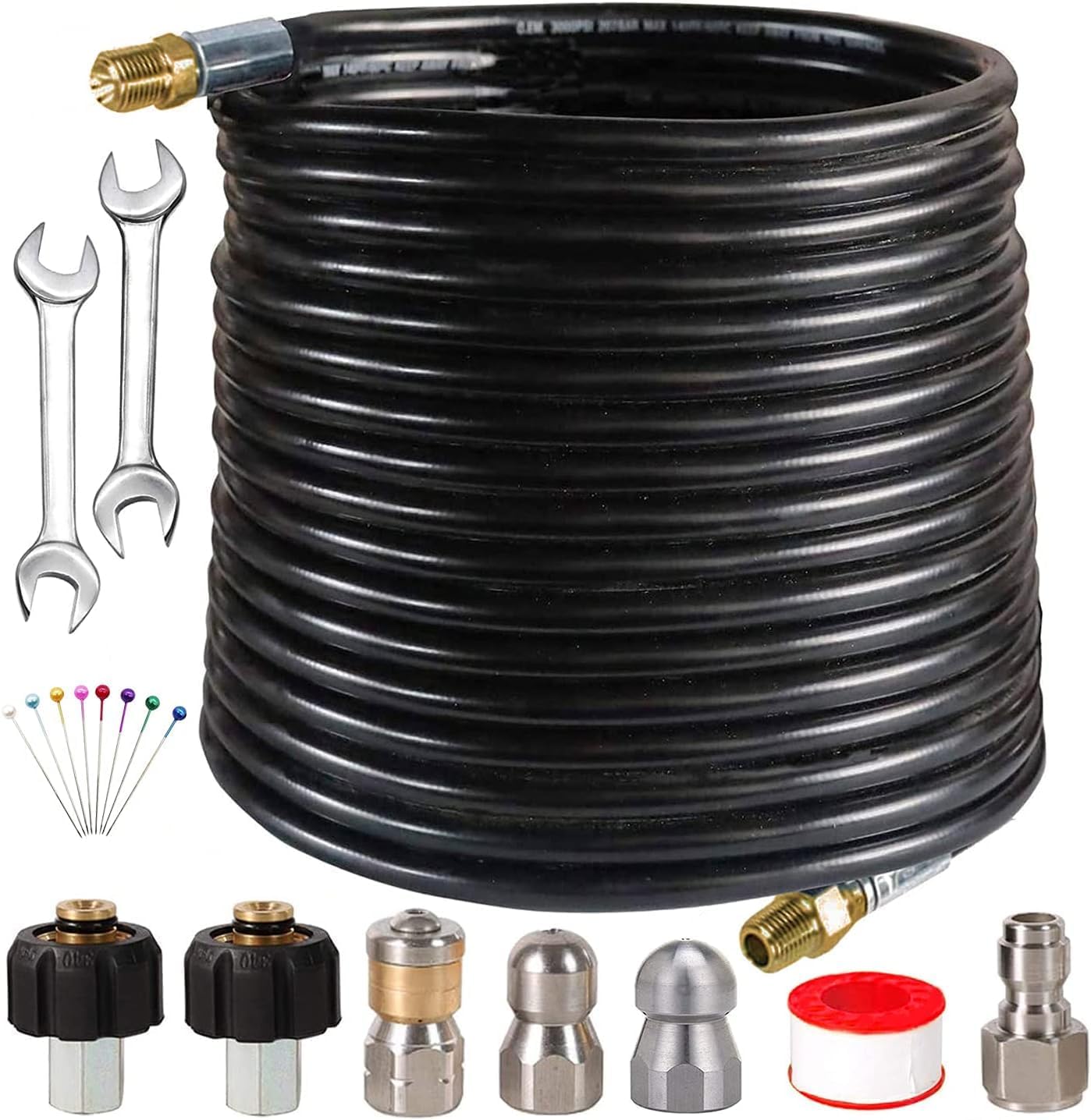 Sewer Jetter Kit for Pressure Washer - Flexible 100 FT Drain Cleaning ...