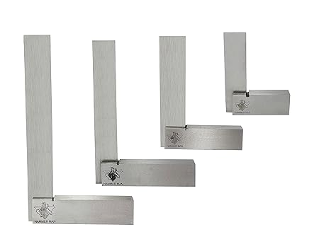 HAMMER MAN Engineer’s Steel Squares 4 Pc set of 2”, 3”, 4” & 6 ...