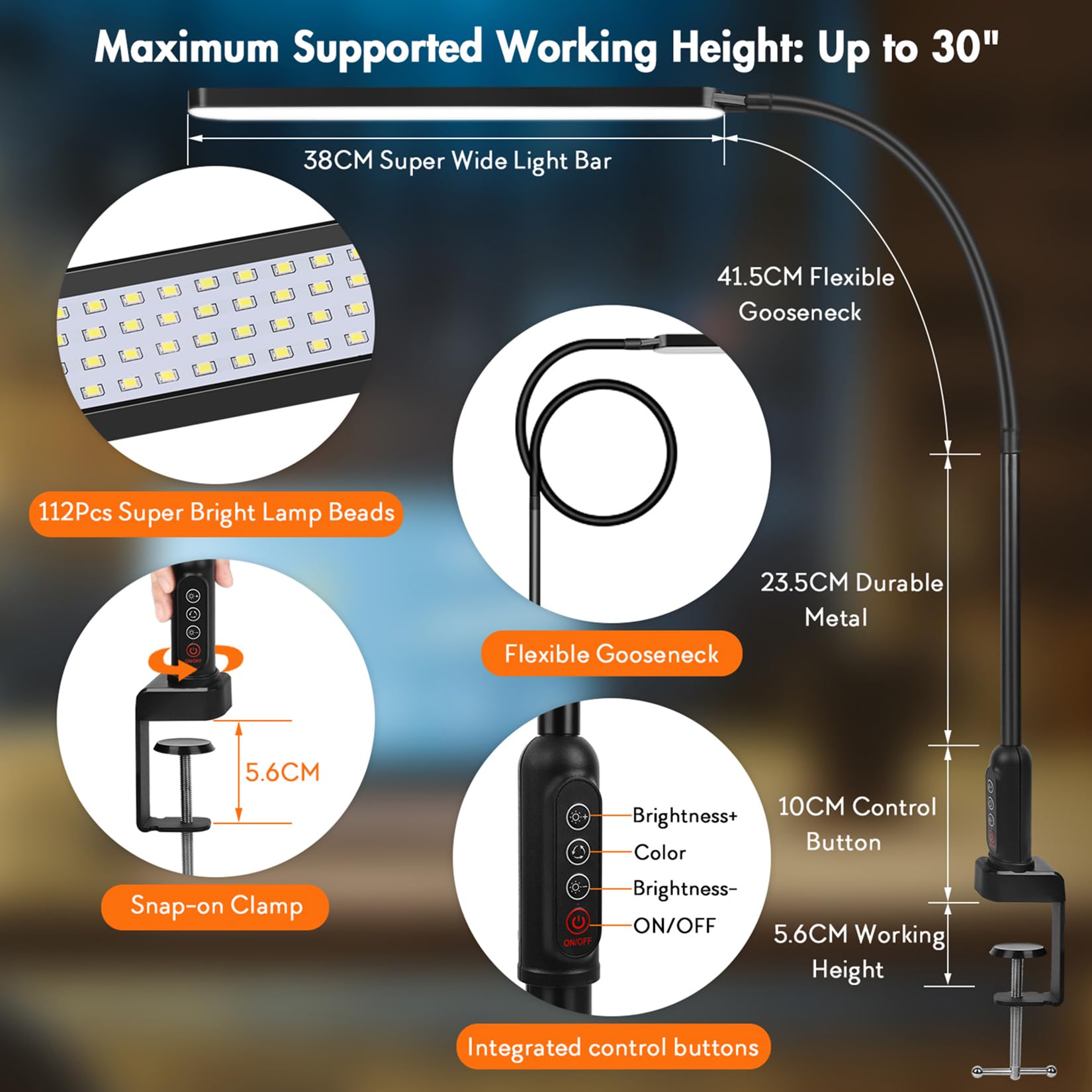Flexible Gooseneck Lamp Clip On Adjustable Flexible Gooseneck LED Book