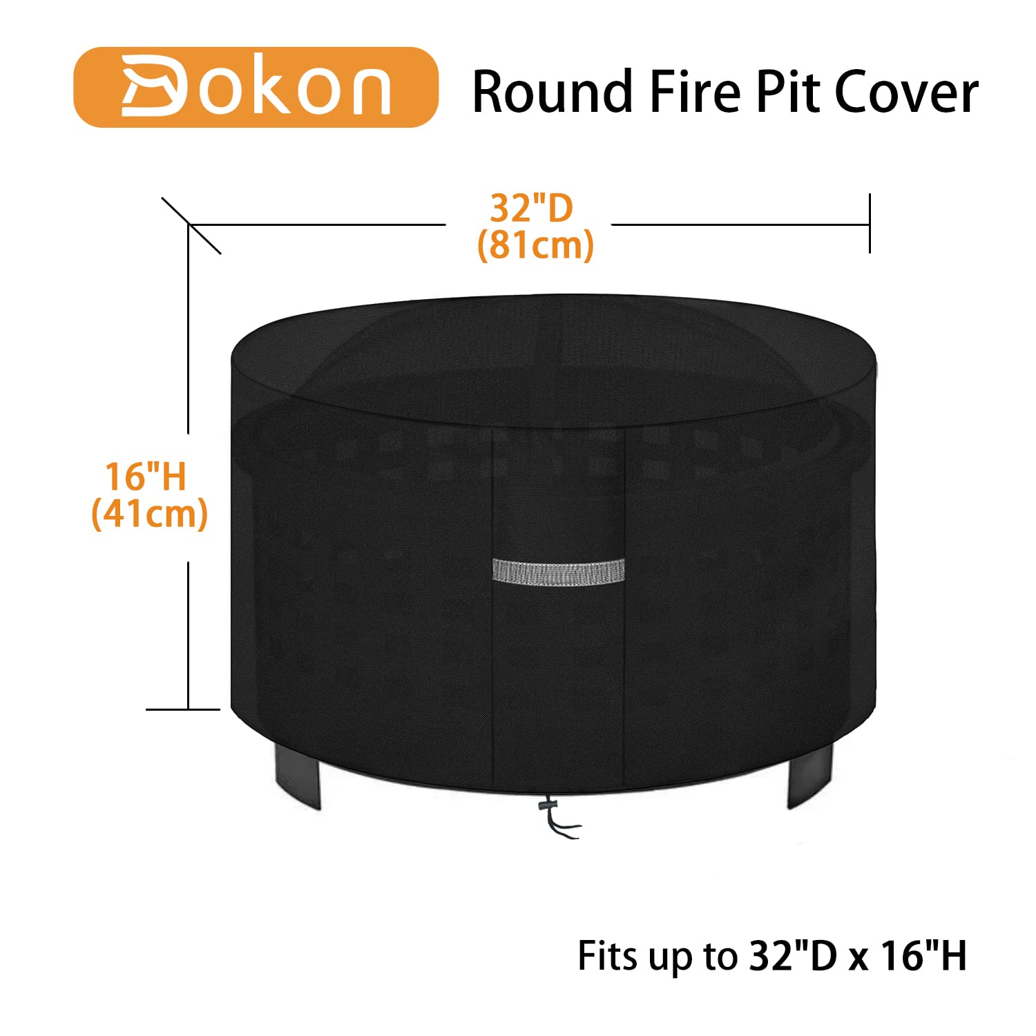 Snapklik.com : Dokon Heavy Duty Fire Pit Cover Waterproof Round Patio ...