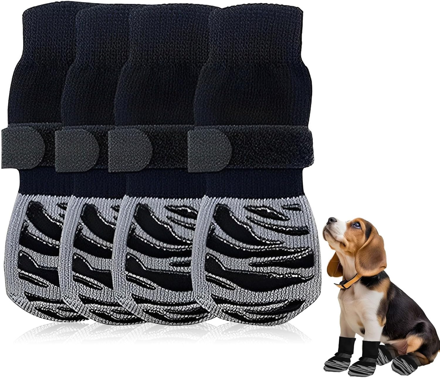 Non-Slip Dog Socks, Dog Shoes, 4 Pcs Boots & Paw Protectors for Dogs ...