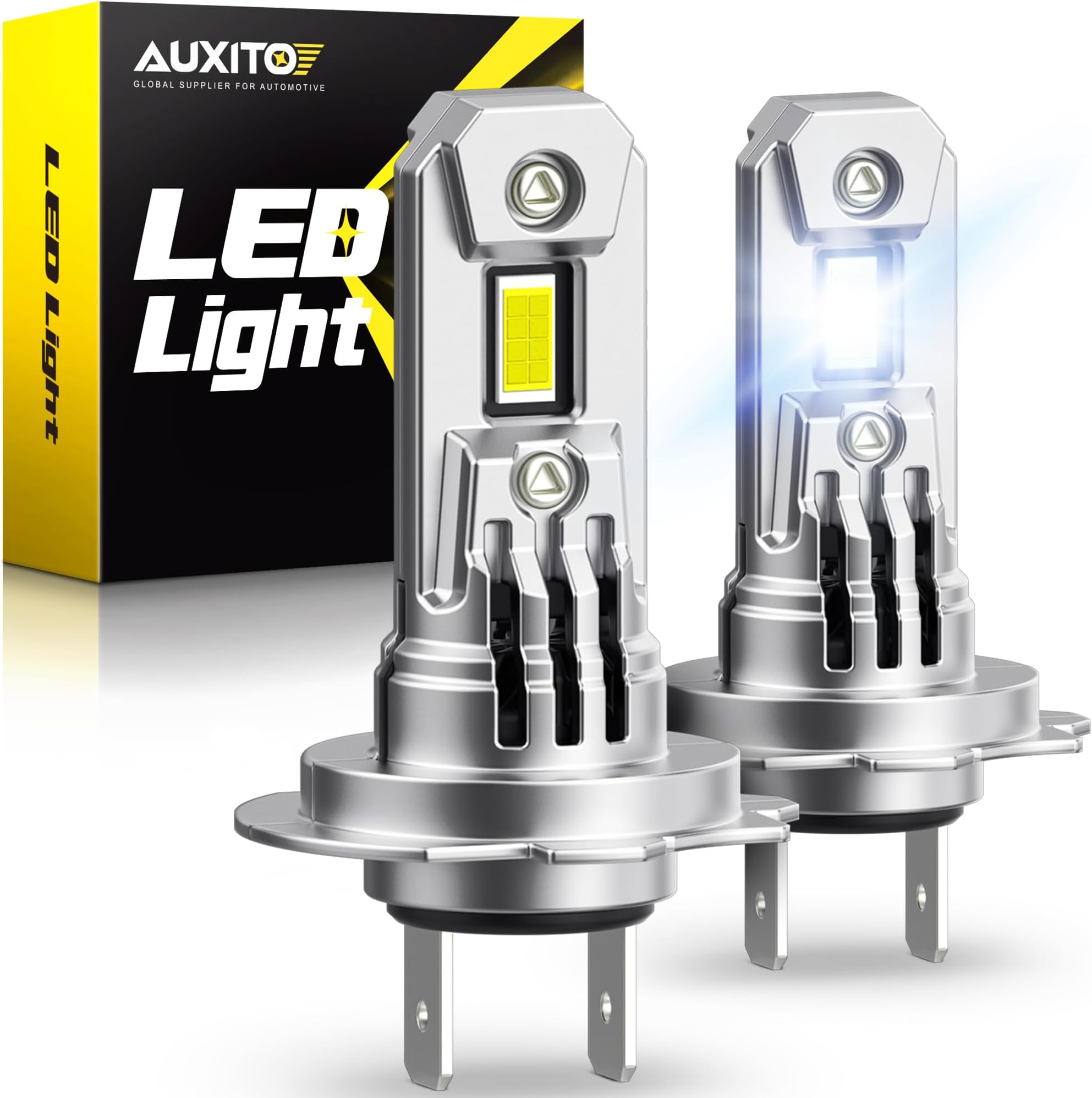 AUXITO 2024 Upgraded H7 LED Headlight Bulbs, 700% Brighter, 6500K White ...