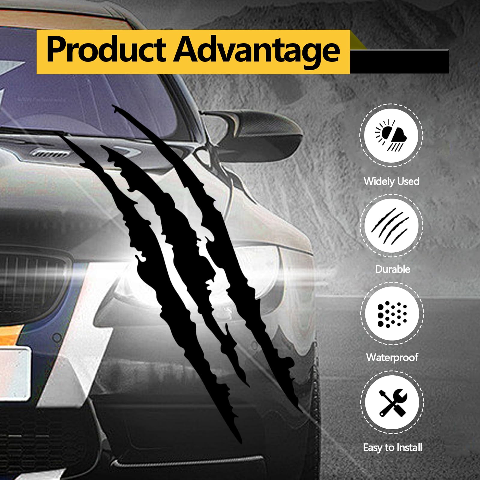 Snapklik.com : NOTISH 2PCS Claw Marks Decal Headlight Sticker ...