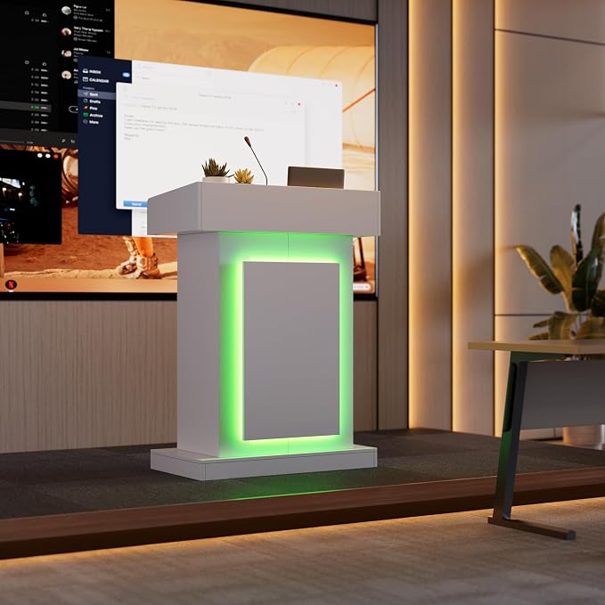 Amazon.com: CASANOOKK Podium Stand Portable with 4 Storage Shelves ...