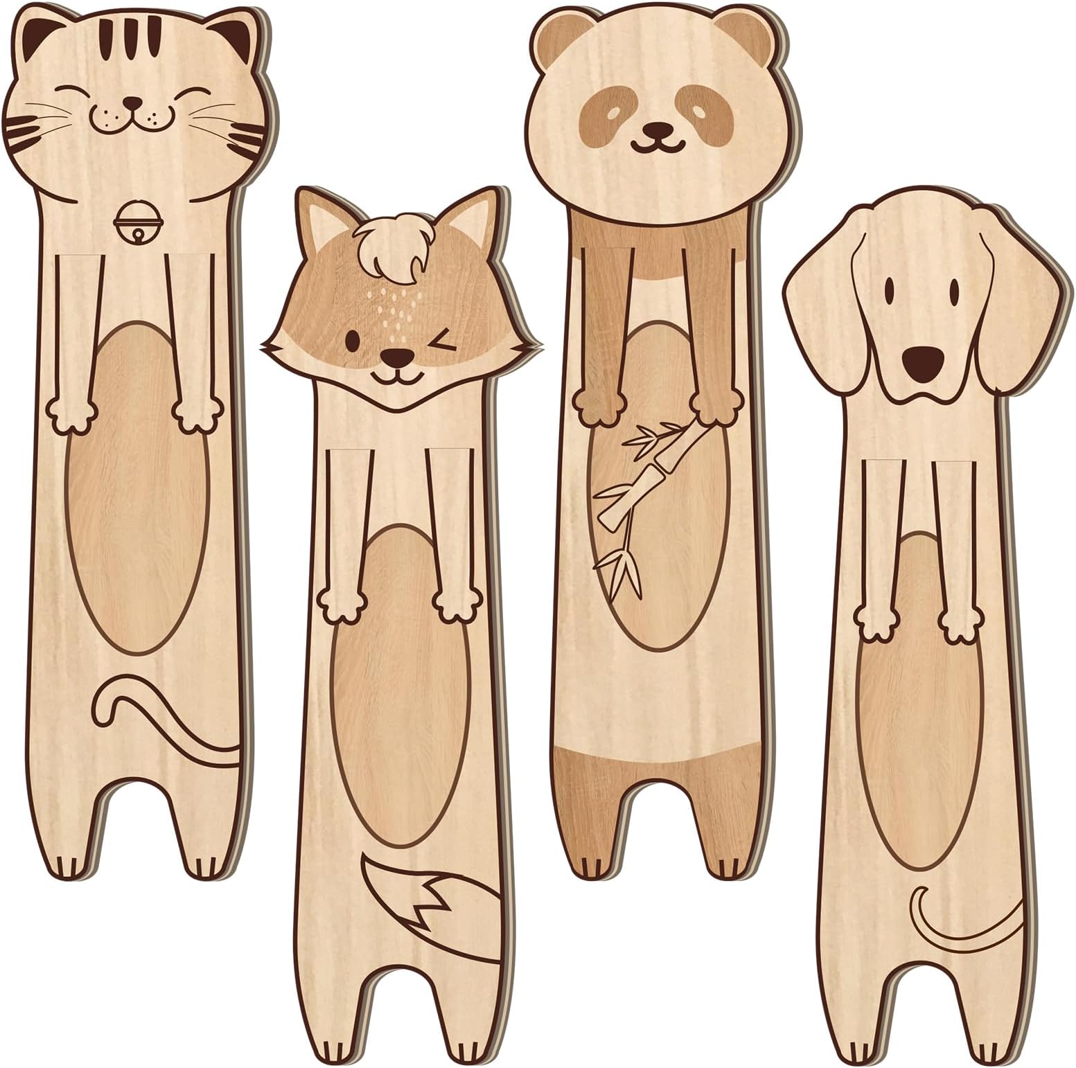Amazon.com: Eersida 4 Pcs Cute Cat Bookmarks Wooden Cat Bookmark Kawaii ...