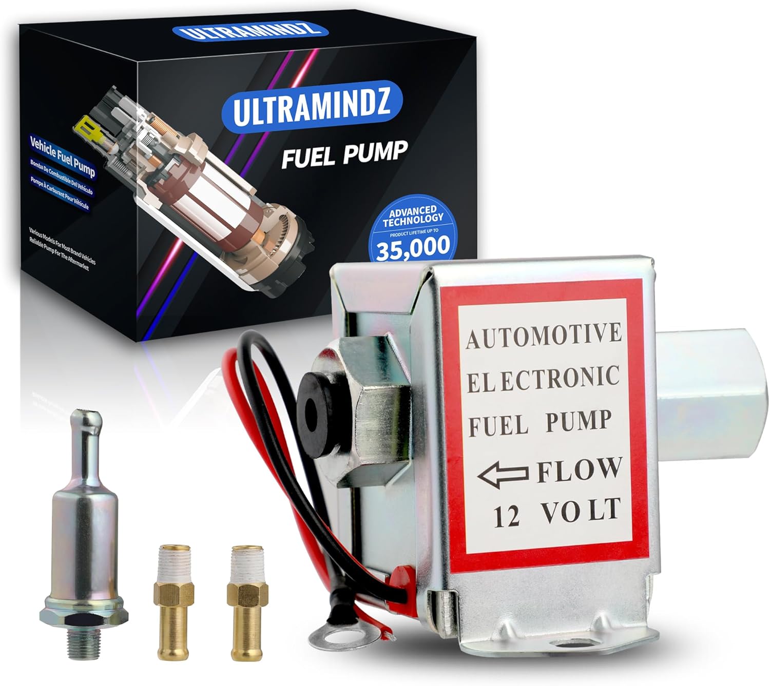 Amazon.com: Universal Electric Inline Fuel Pump Low Pressure 4.5-7 psi 12 volt w/Filter Clamps ...