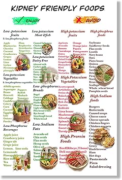 Amazon.com: Nutrition Posters Kidney Friendly Food Chart - Awareness ...
