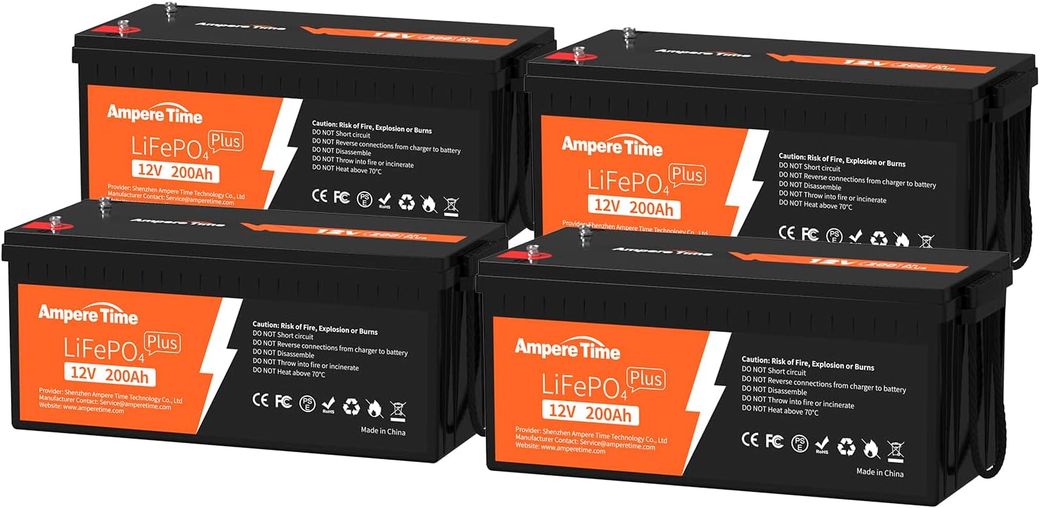 Amazon.com: Ampere Time 12V 200Ah Plus Lithium LiFePO4 Battery, Built ...