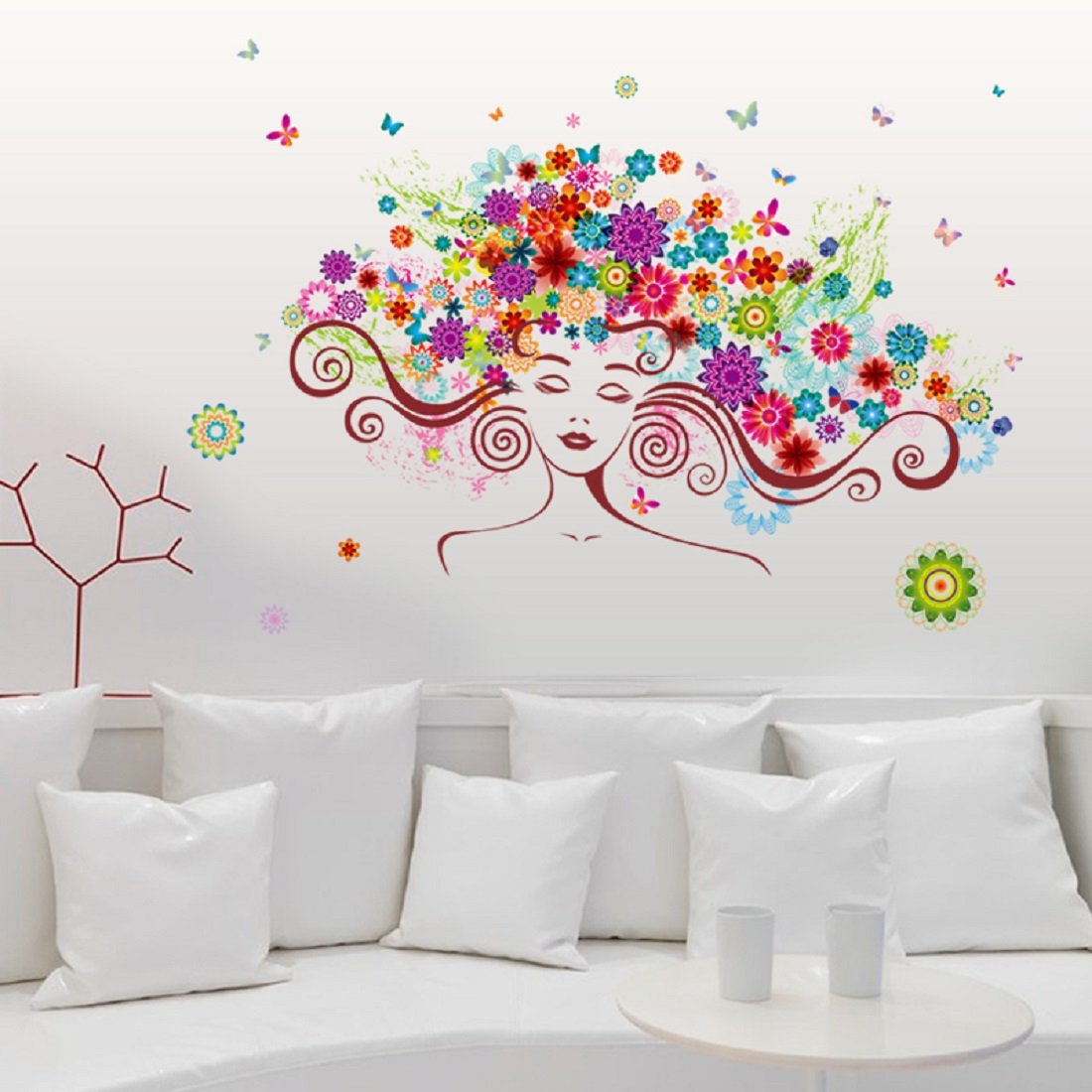 Oren Empower Beautiful Lady Art Work Wall Stickers (Finished Size on ...
