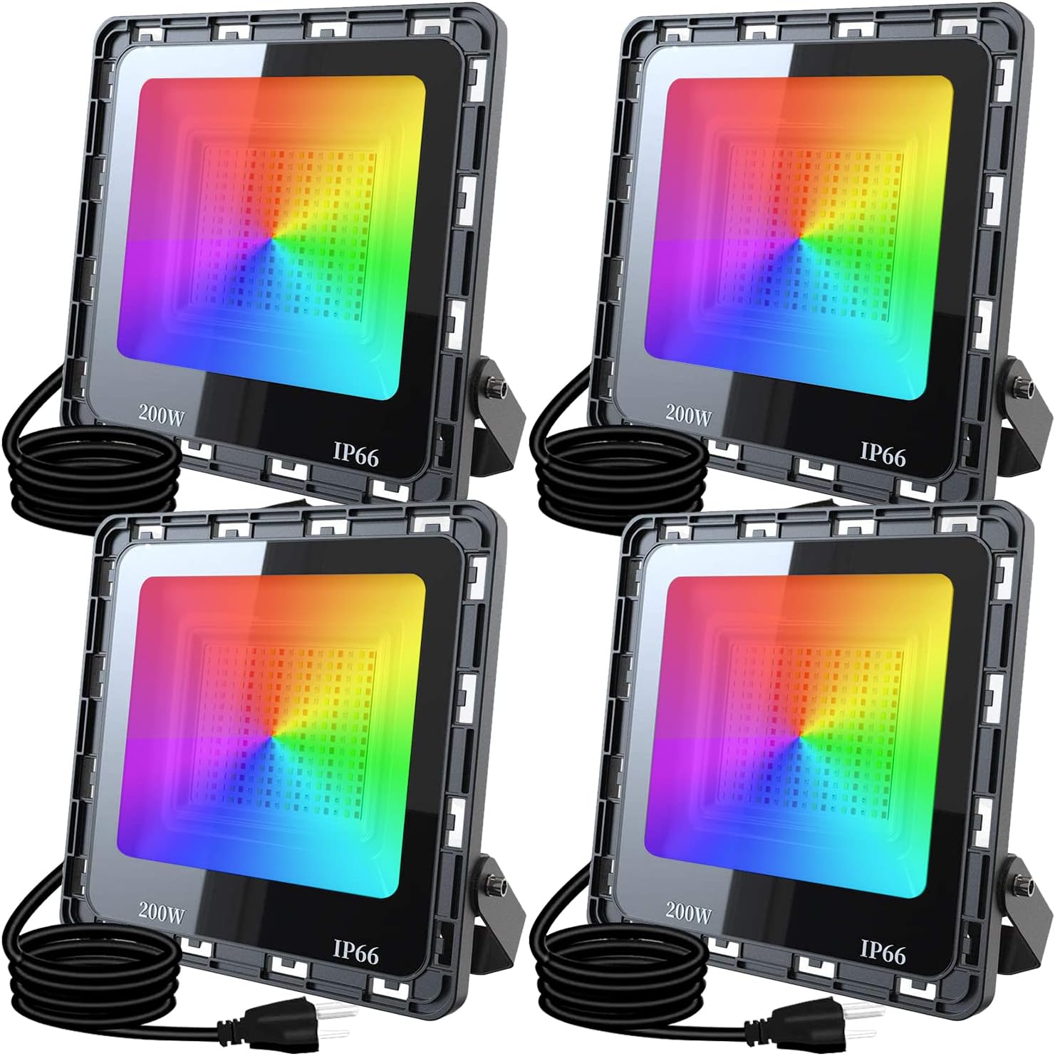 Buy OVAC 4 Pack 200W RGB LED Flood Light Color Changing with Remote ...