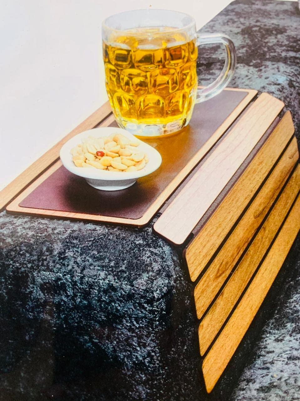 Modern Solid Wood Multi-Purpose Flexible Sofa Arm Mat Table Tray- 2 PCS ...