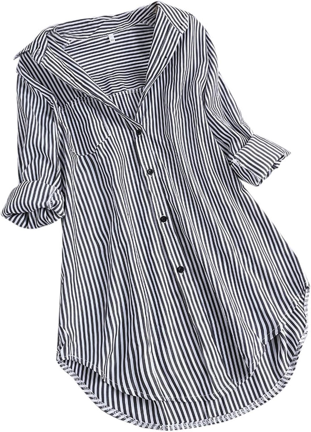 Ceboyel Women Striped Button Down Shirts Roll Up Sleeve Blouse Women ...