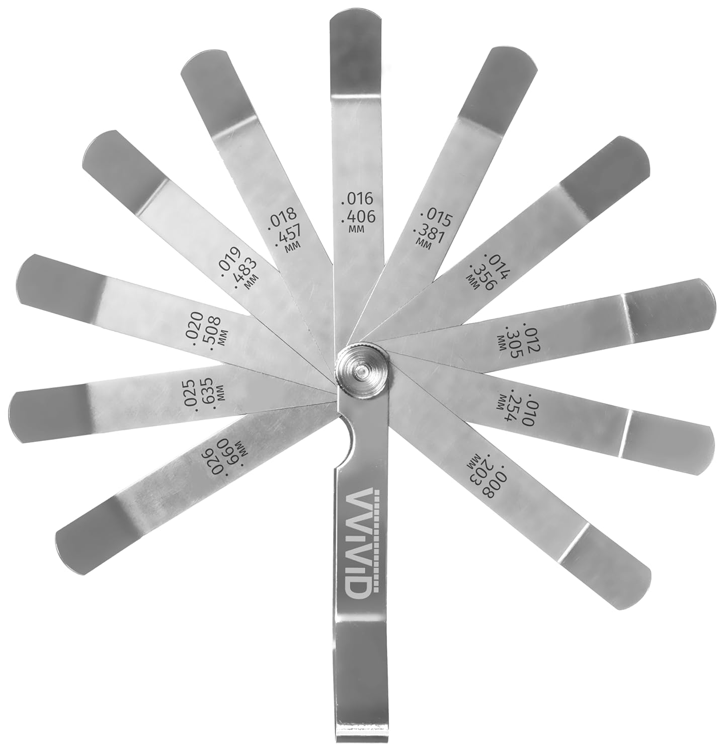 VViViD 12 Blade Steel Tappet Gauge 4 Inch Blades Dual Marked Metric and ...