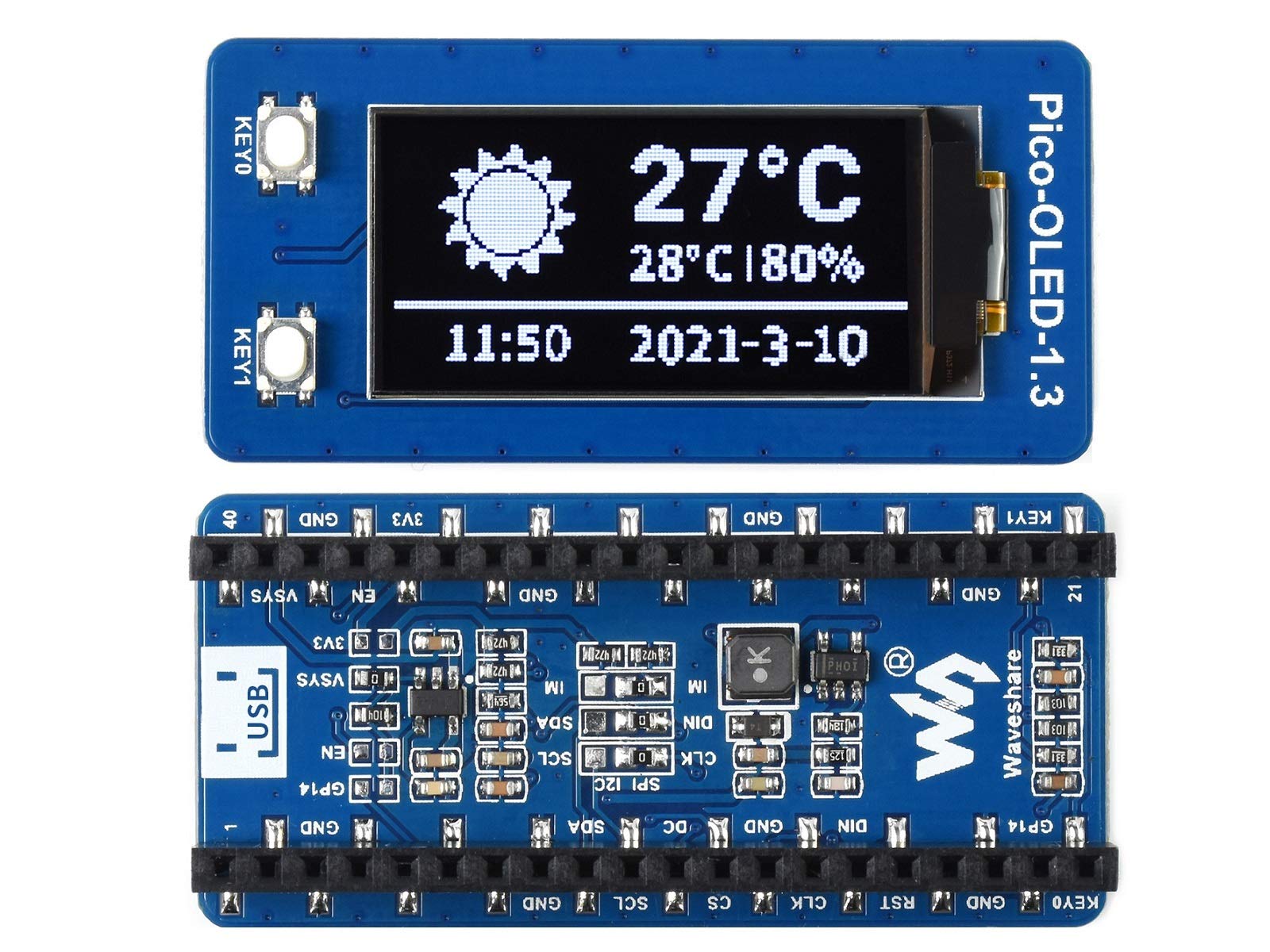 Buy waveshare 1.3inch OLED Display 64×128 Pixels OLED Module for Raspberry Pi Pico ...