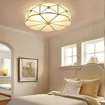 LIGHTLAND 17.7 Inch Flush Mount Ceiling Light, 4 Lights Brass Ceiling ...