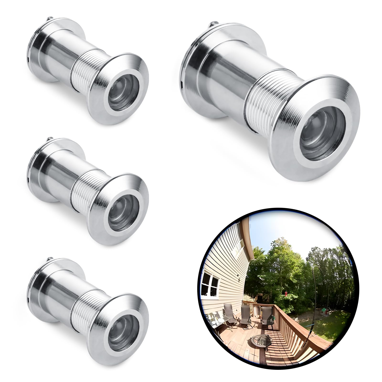 LOYORTY 4PCS Solid Metal Peep Holes for Door, 200-degree Peep Hole ...