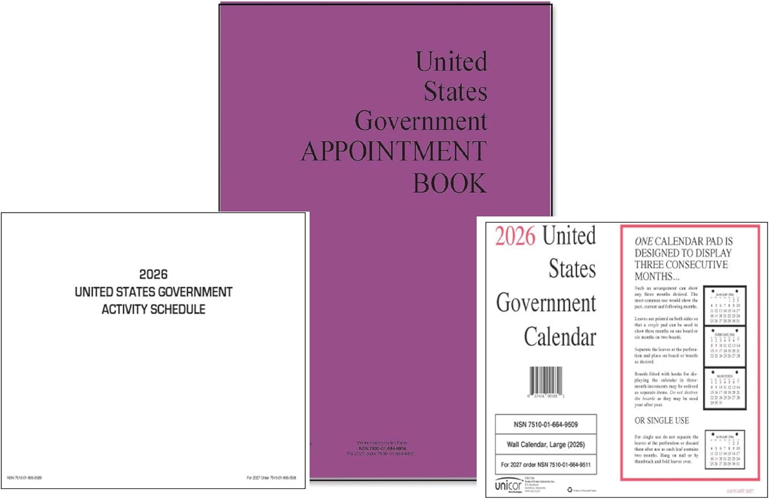 Amazon.com: Unicor 2026, US Government Individual Monthly Wall Calendar ...