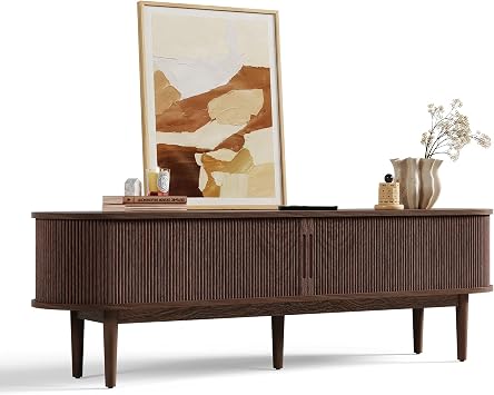 Amazon.com: LINSY HOME Fluted TV Stand for 75" TV, Mid-Century Modern ...