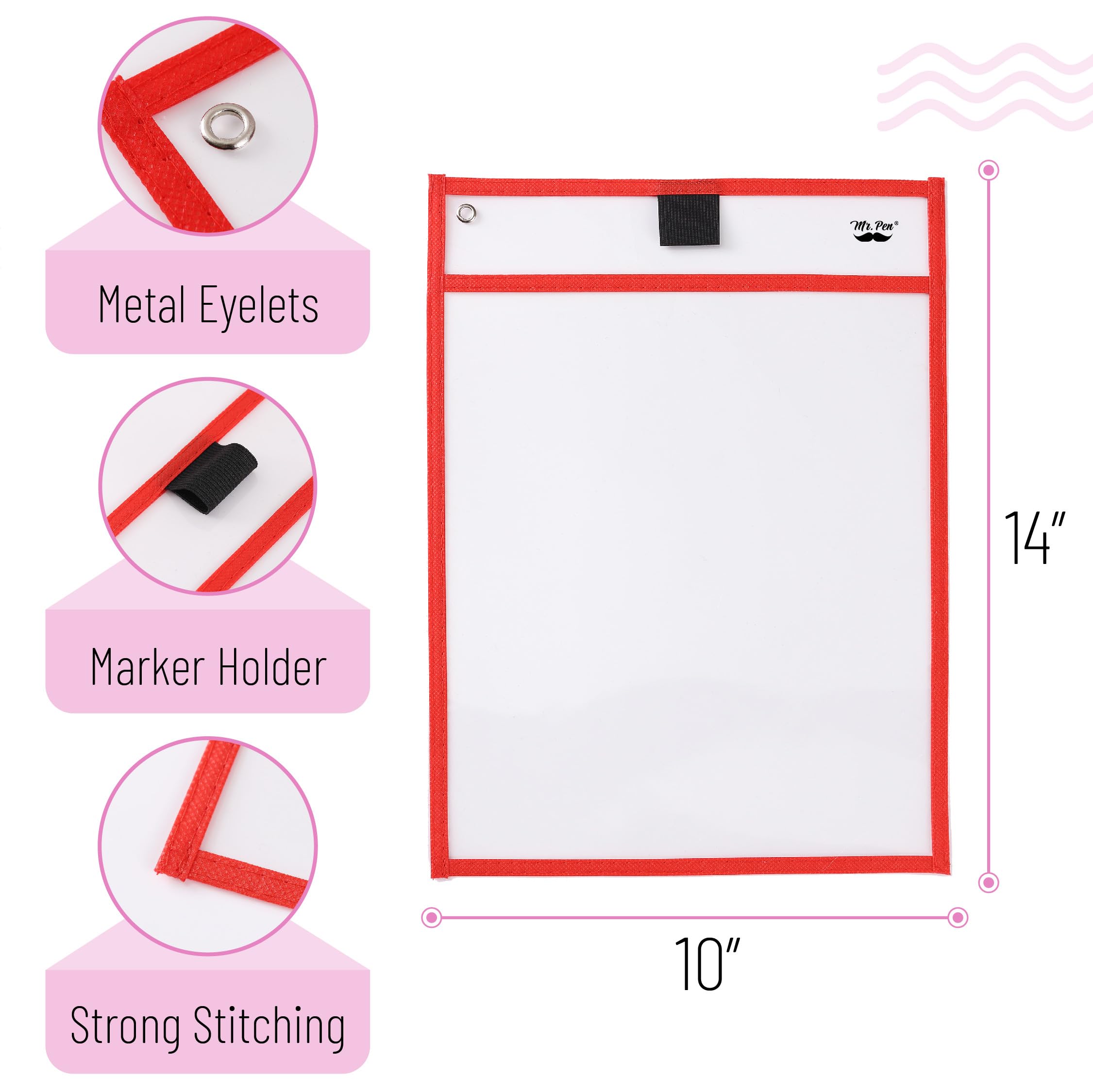 Snapklik.com : Mr Pen- Dry Erase Pocket Sleeves, 10 X 14 Inch, 6 Pack ...