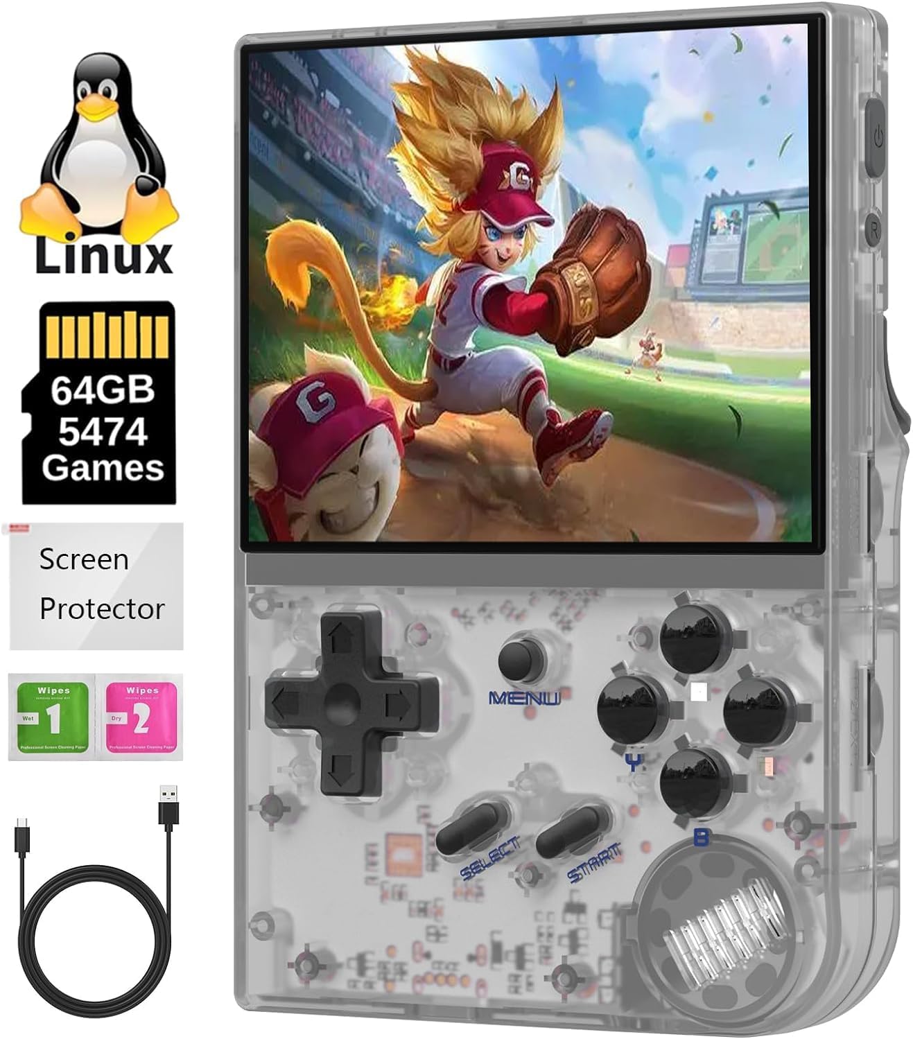 RG35XX Handheld Game Console 3.5 Inch IPS Screen Linux System Retro ...