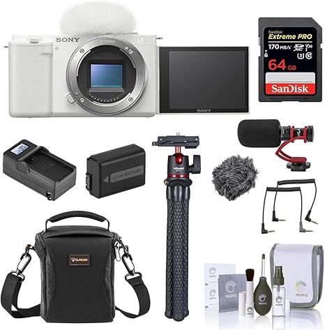 Amazon.com: Sony ZV-E10 Mirrorless Camera Body, White Bundle with 64GB ...