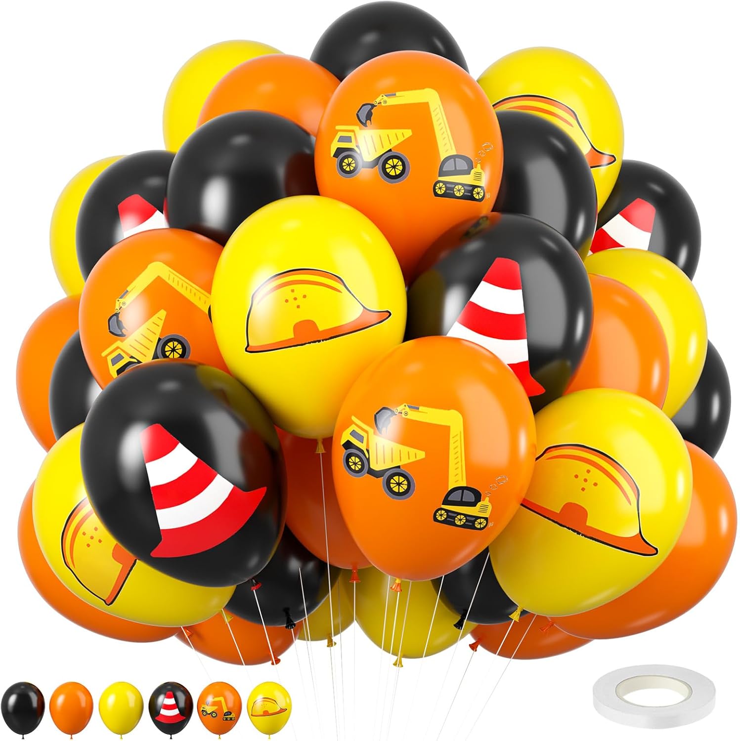 Amazon.com: Construction Balloons, 12 inch Black Orange Yellow Balloons ...