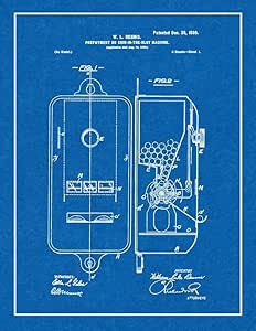 Amazon.com: Gumball Machine Patent Print Blueprint with Border (13" x ...