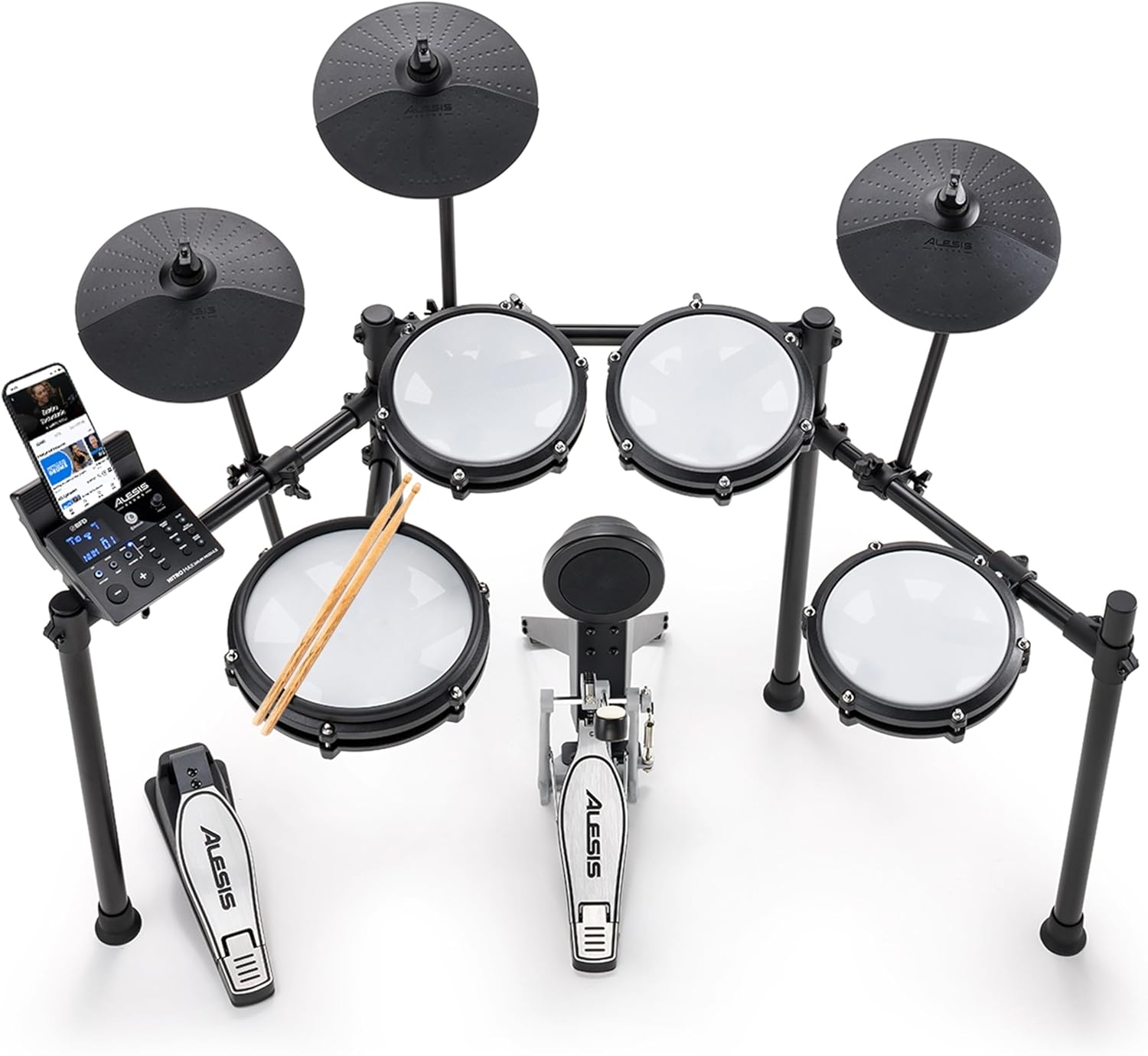 Alesis Nitro Max Kit Elektronische Schlagzeug mit Quiet Mesh Pads, 10 ...