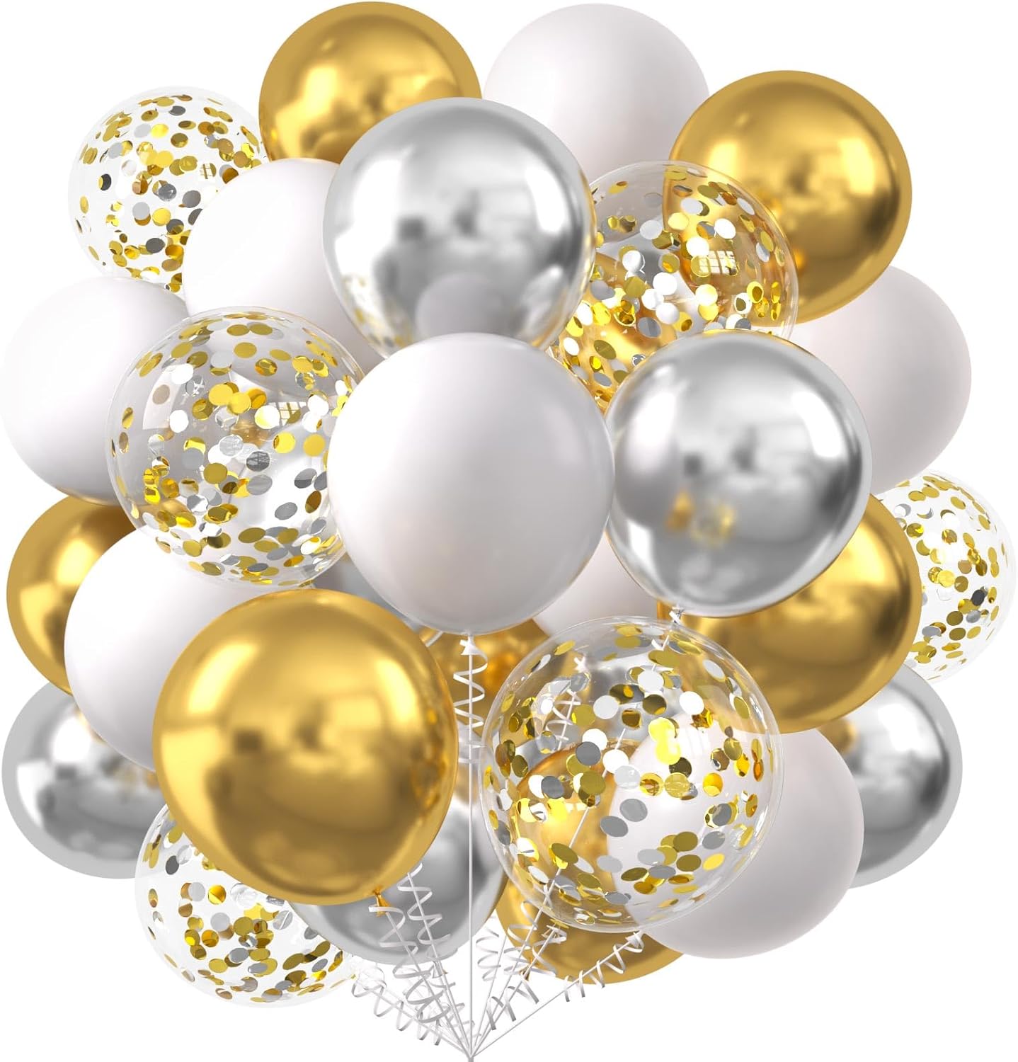 Amazon.com: KALOR Metallic Gold Silver Balloons, 60 Pcs 12 Inch Gold ...