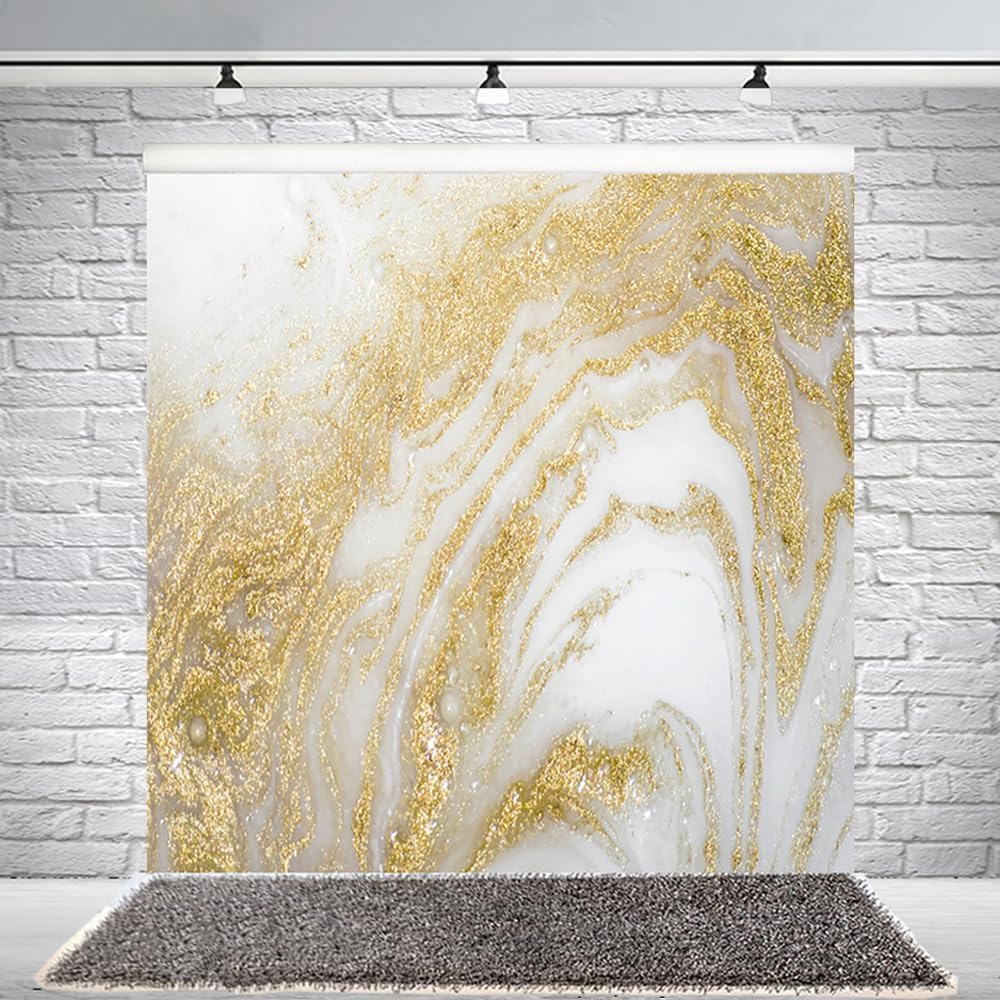 Amazon.com : DORCEV 8x8ft White Gold Marble Backdrops Marble Texture ...