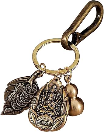 Amazon.co.jp: [MAYABI] Brass Key Chain, Feng Shui Key Holder, Thousand ...