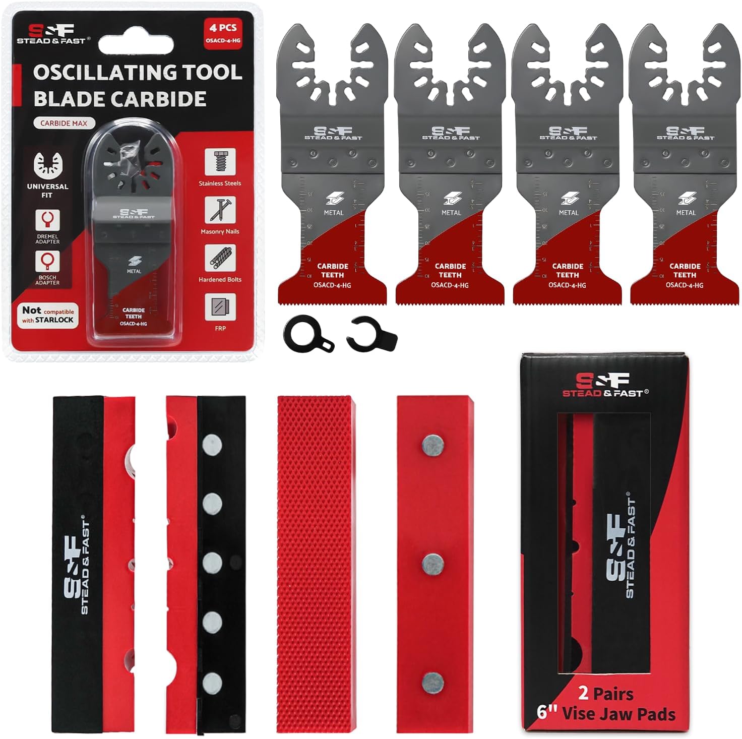 S&F STEAD & FAST 4.5 inch Vise Jaws, 2 Pairs, Vise Jaw Pads for ...