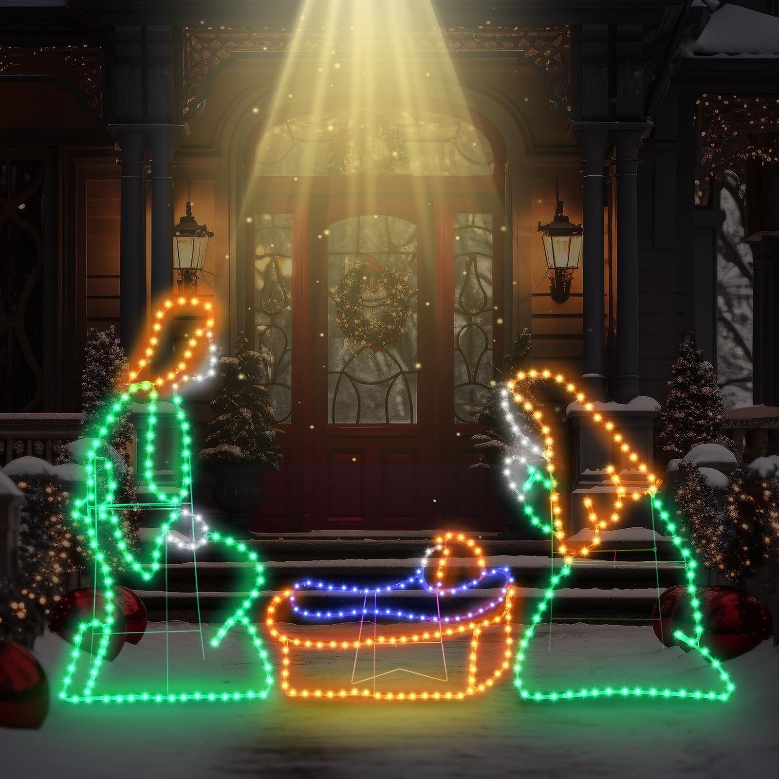 Amazon.com: 6FT Lighted Christmas Nativity Scene with 200 Lights ...