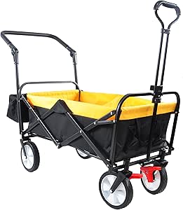 Amazon.com : Multi-Purpose Outdoor Folding Wagon with Brake and Push ...