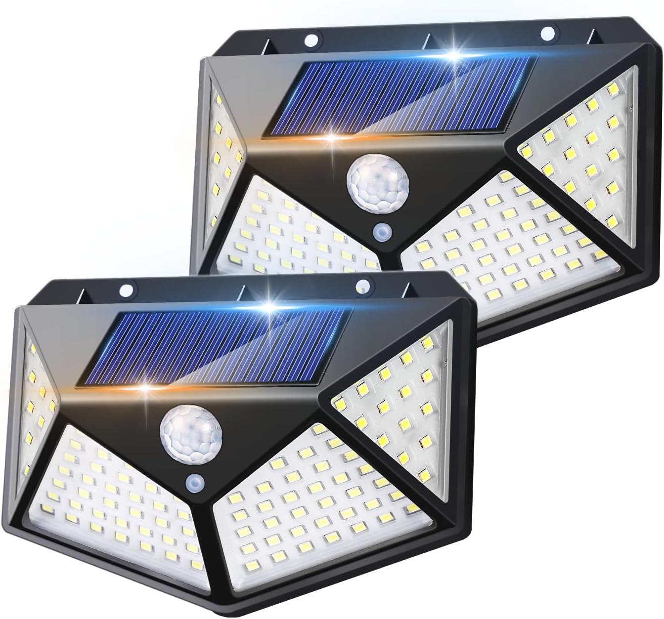 REENEO Solar Lights Outdoor Waterproof 2 Packs, 100Led/3 Modes Security ...