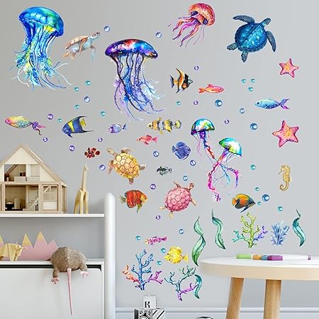 Amazon.com: Ocean Wall Decals, Under The Sea Wall Decals Sea Life Fish ...