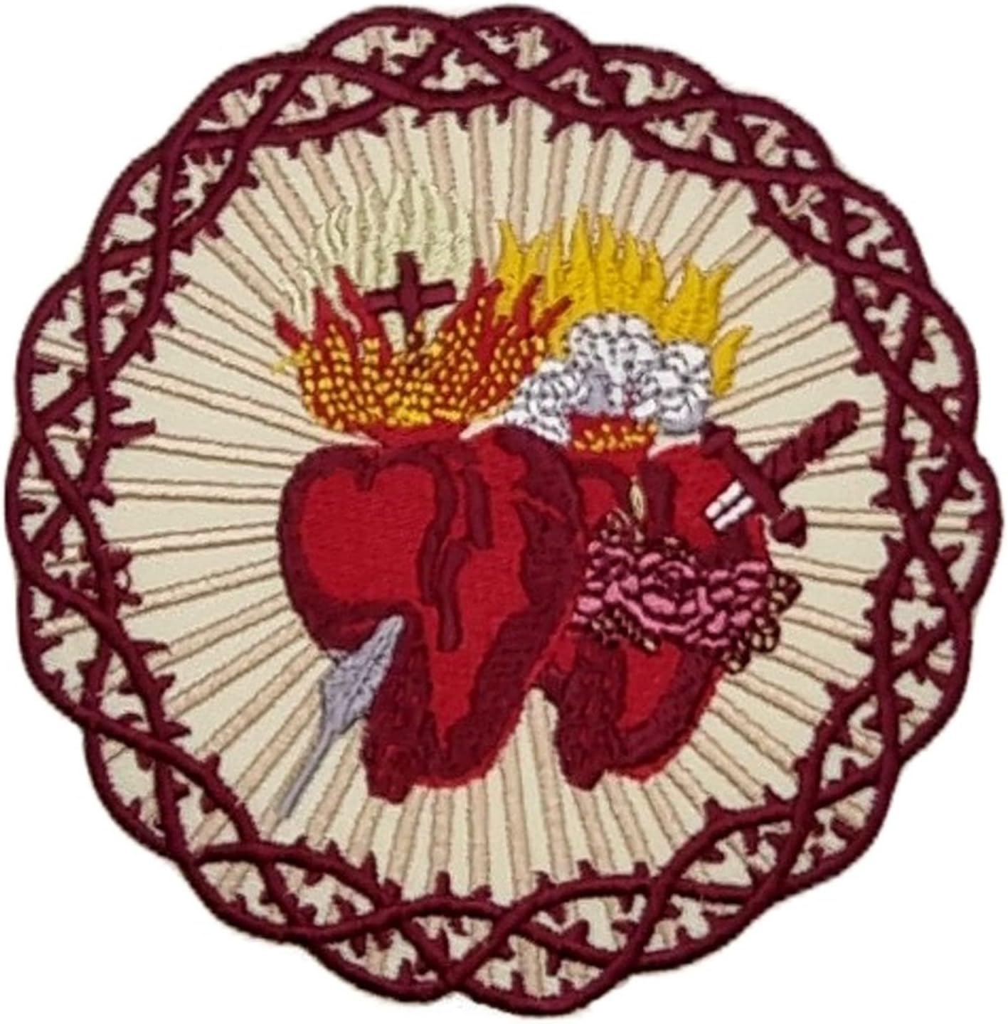 Amazon.com: Sacred Heart of Jesus Patch (4 Inch) Immaculate Heart of ...