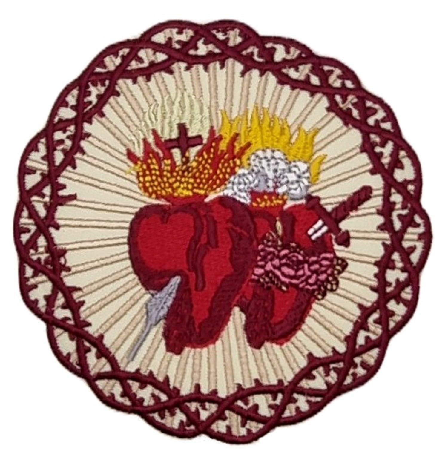 Amazon.com: Sacred Heart of Jesus Patch (4 Inch) Immaculate Heart of ...