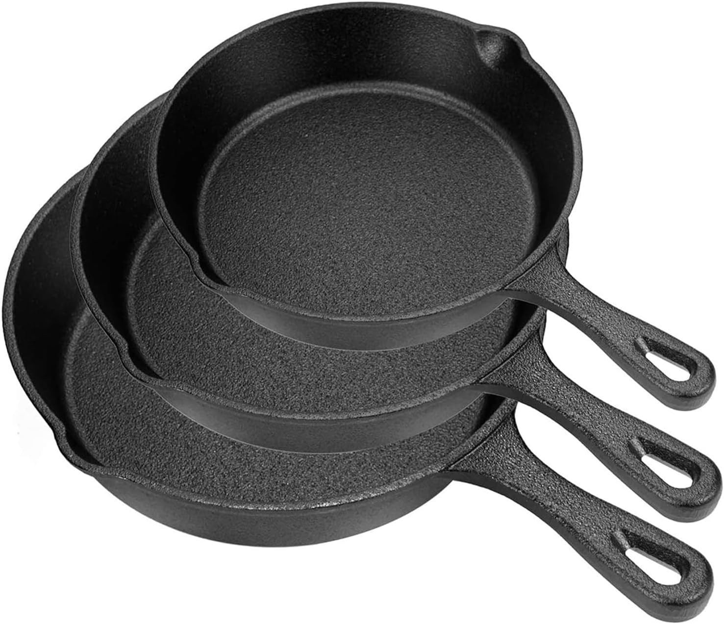 Cast Iron Skillets 3 Piece, Pre-Seasoned Cast Iron Frying Pan with ...