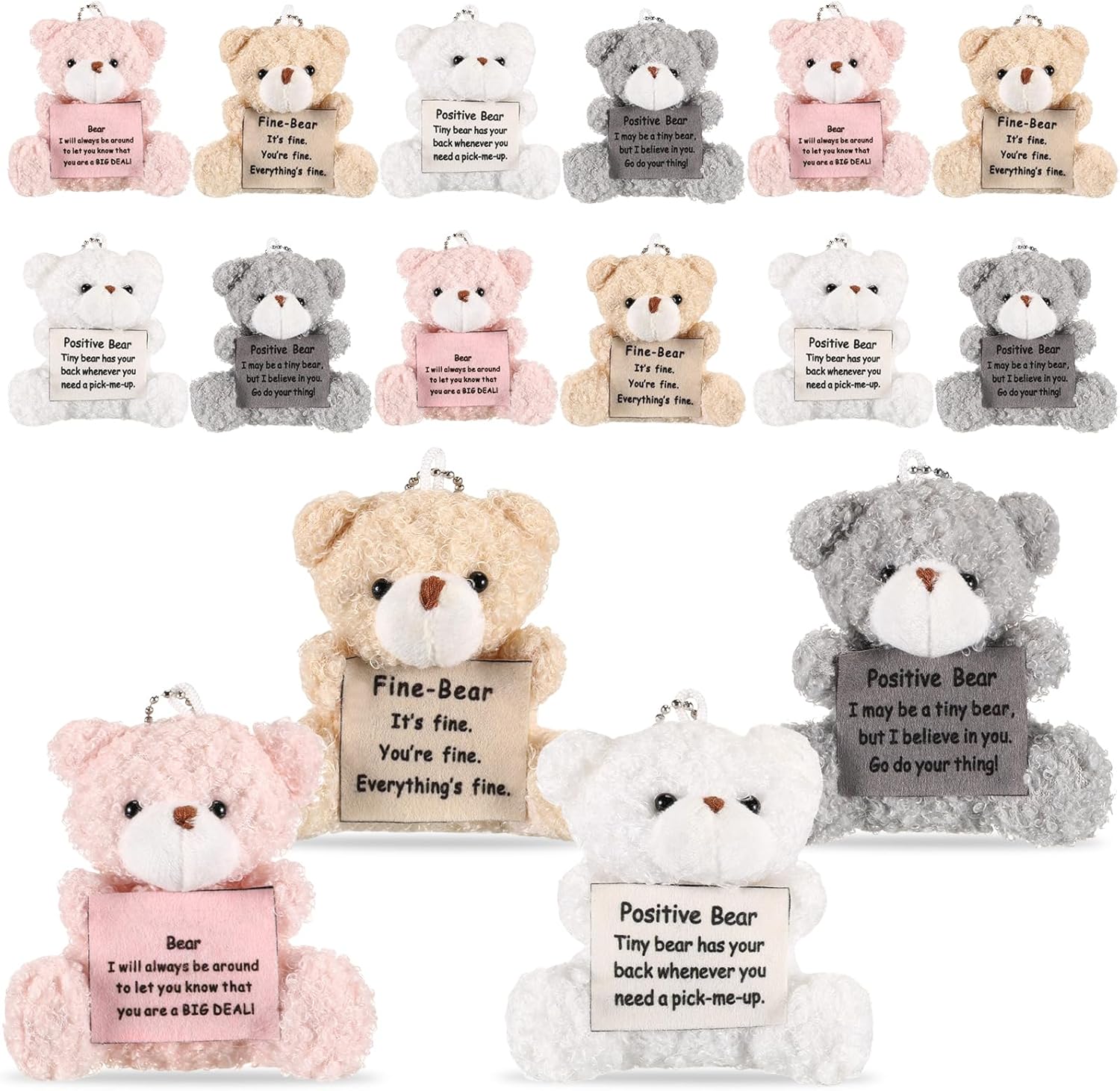 Amazon.com: Silipull 12 Pcs Positive Bear 3.15 Inch Bear Plush Mini ...