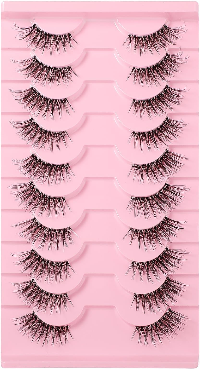 Amazon.com: Half Lashes Natural False Eyelashes Wispy Lashes 3D Volume ...