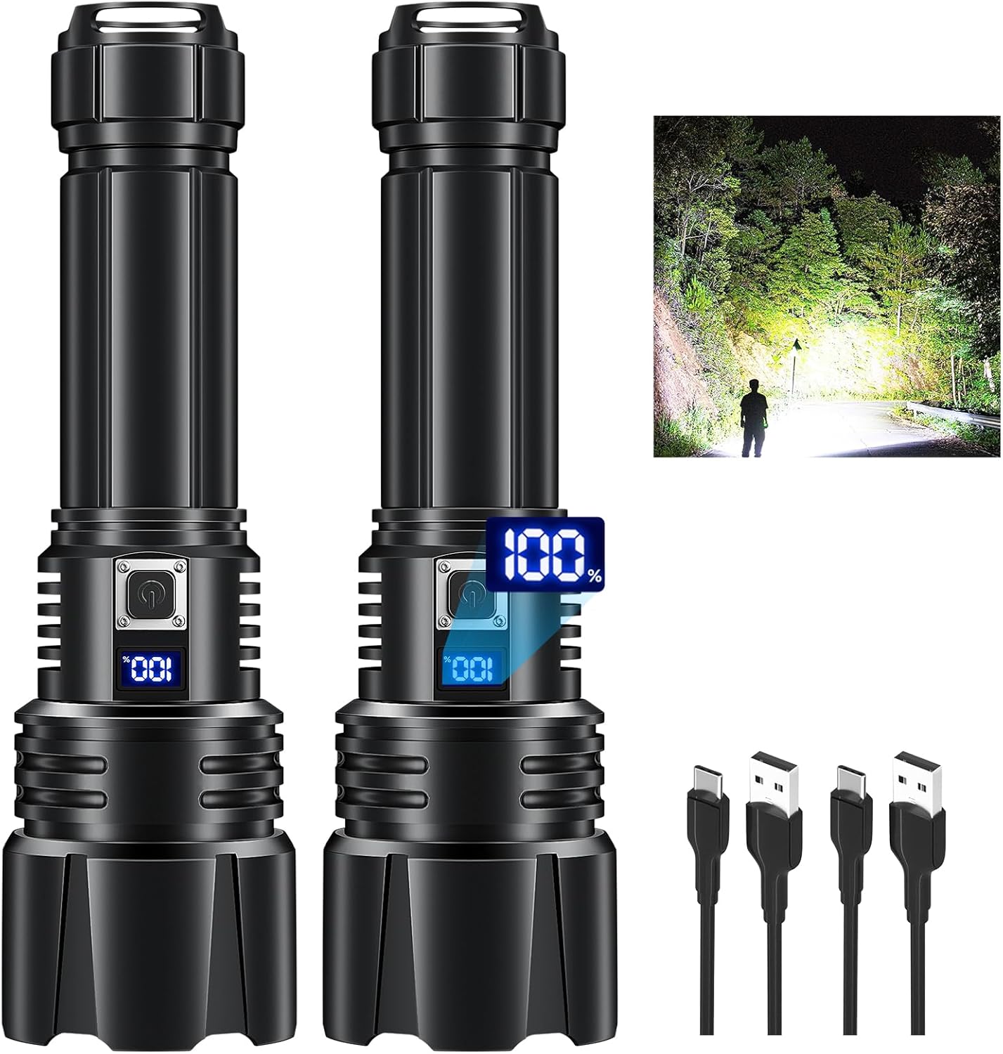 Amazon.com: polisak Rechargeable Flashlight High Lumens LED Flash Light ...