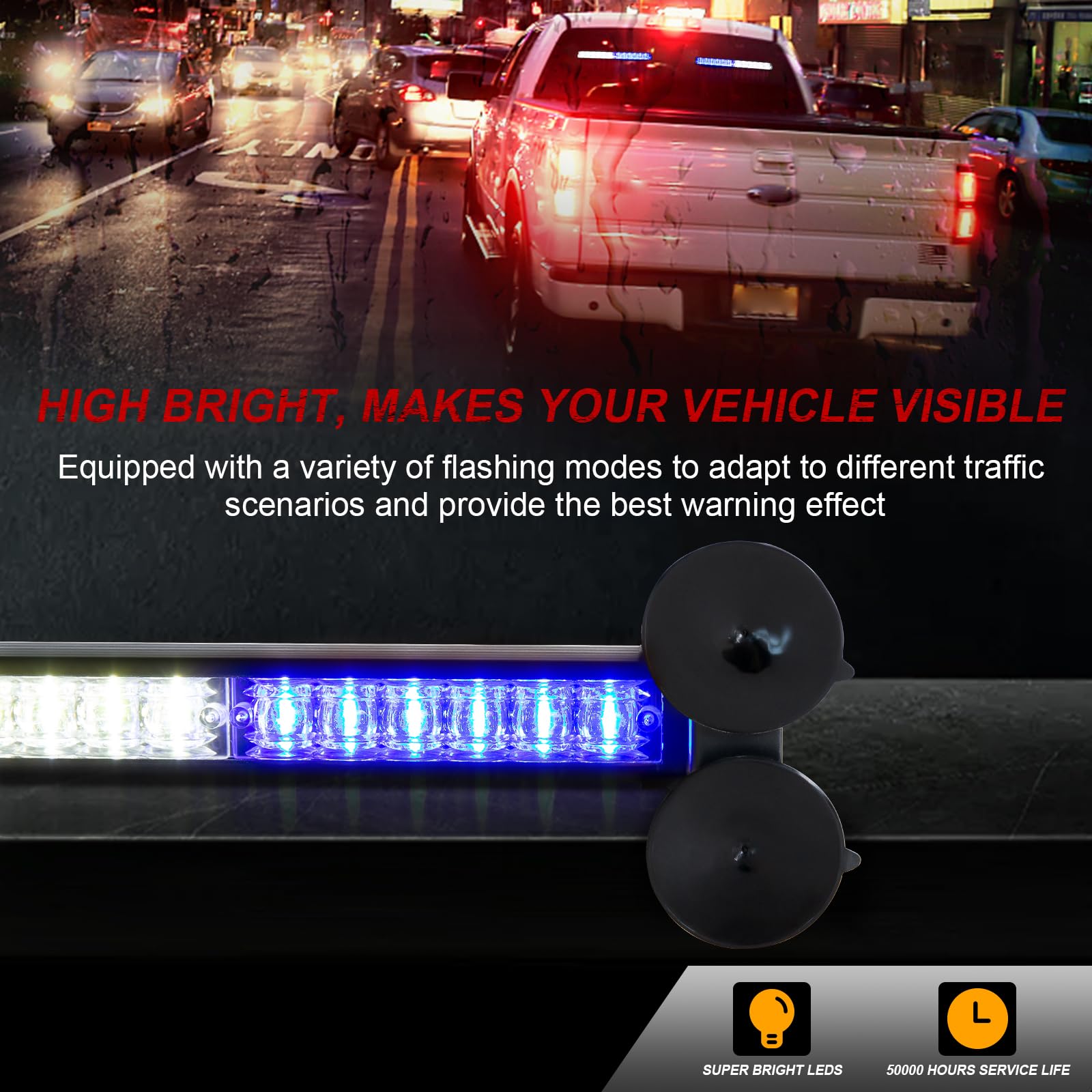 Traffic Light LUMENIX 72 LED Rooftop Emergency Strobe Light Bar W ...