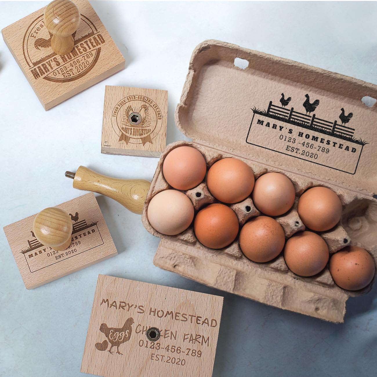 Amazon.com: Egg Carton Stamps Personalized, 4 Sizes, Custom Chicken ...